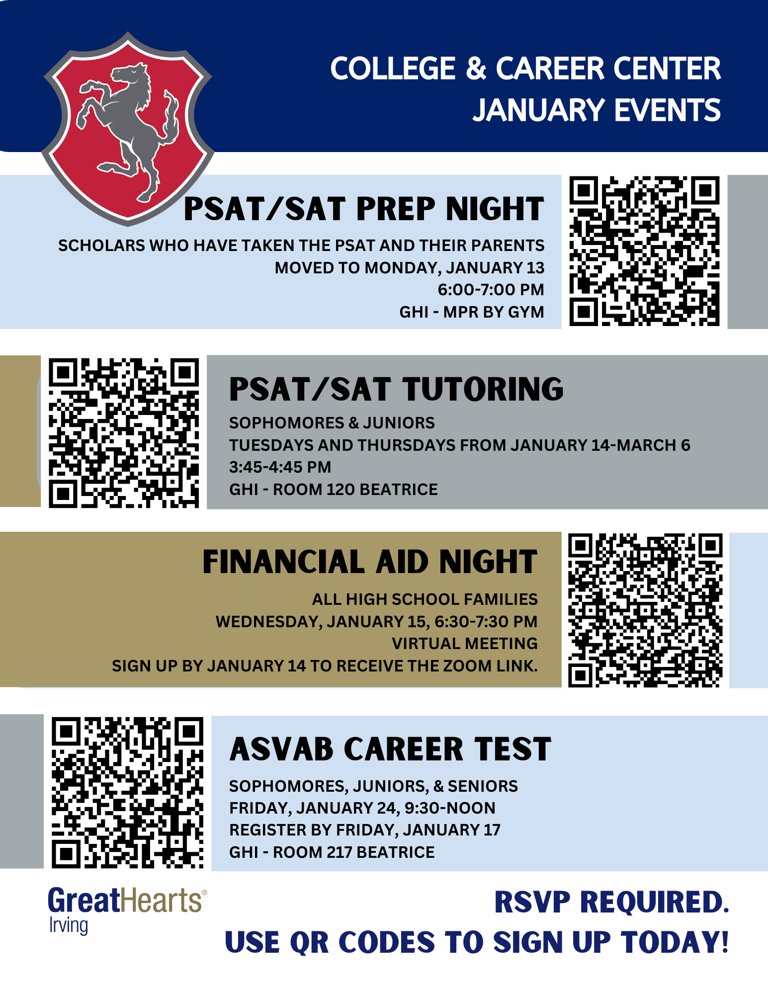 January CCC Events - Great Hearts Irving, Serving Grades K-12